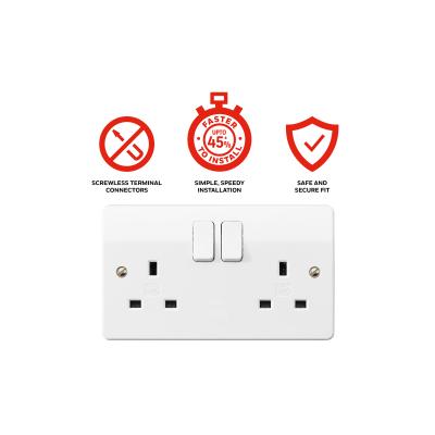 MK Electric Socket 2 Gang Switched DP Screwless Terminals Logic Plus ...
